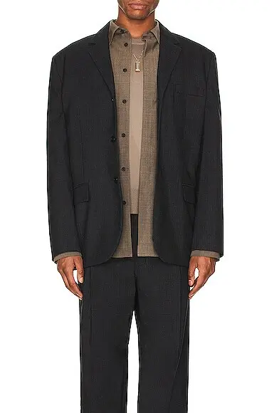 Lemaire 3 Button Jacket In Grey In Anthracite Chine - 72% Off